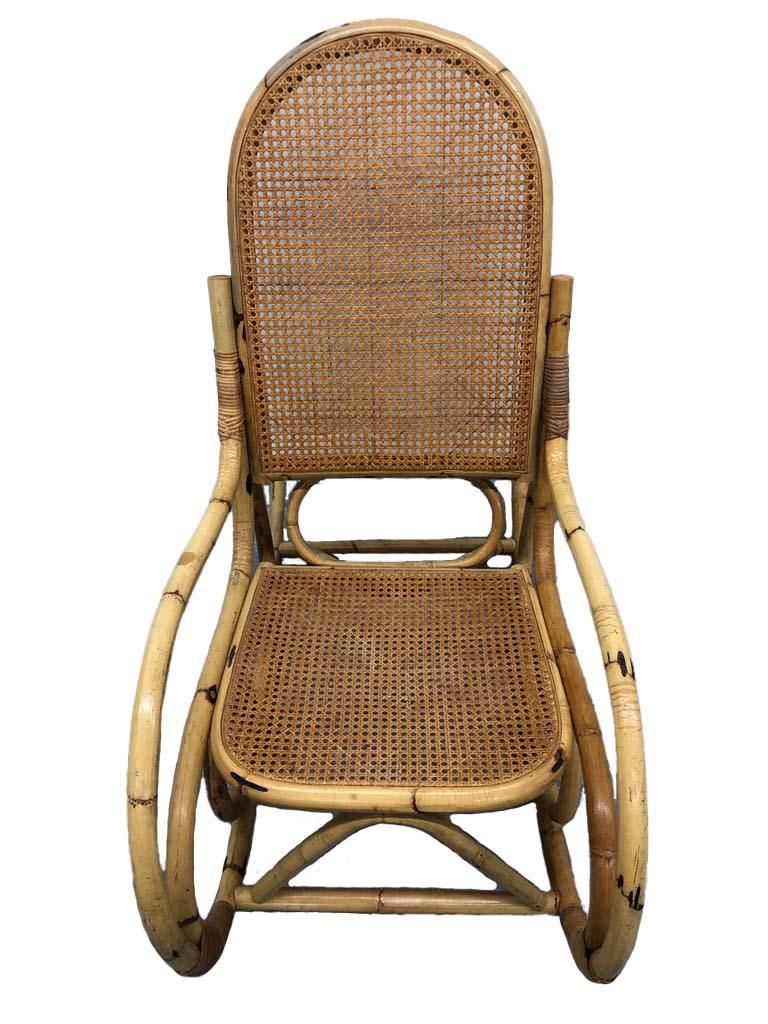 Mid-Century Modern French Rattan and Caned Rocking Chair For Sale at ...