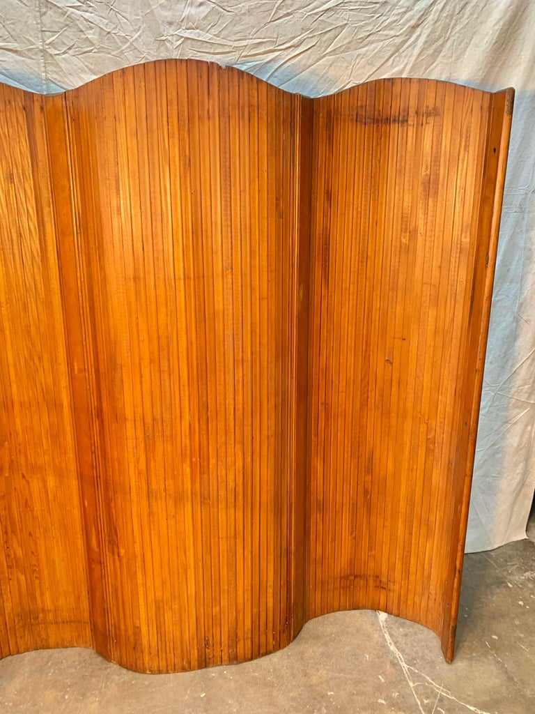 Mid-Century Modern French Wood Folding Screen in the Style of Baumann ...