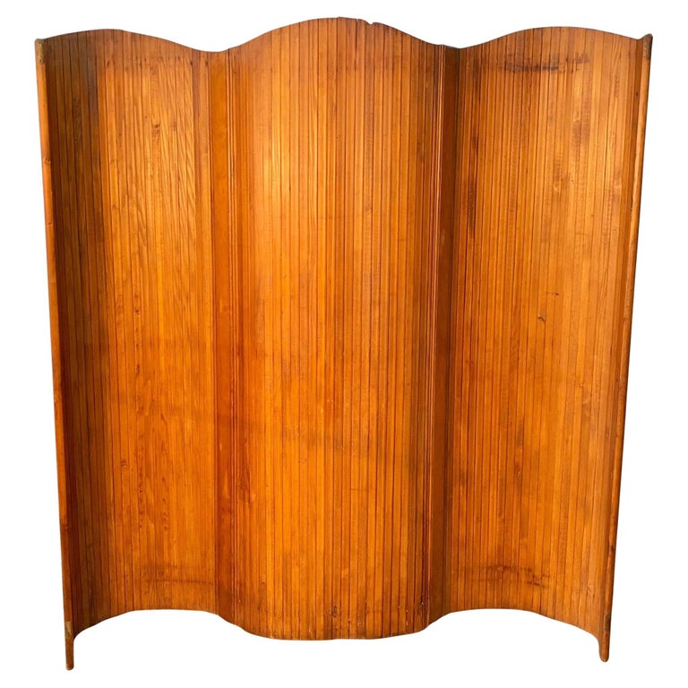 Mid-Century Modern French Wood Folding Screen in the Style of Baumann ...