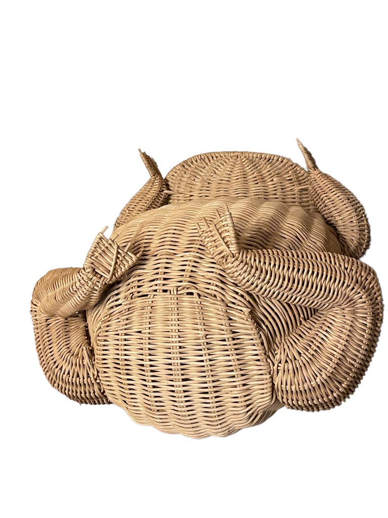 Mid-Century Modern Frog Wicker Magazine Rack Stand Catchall Basket ...