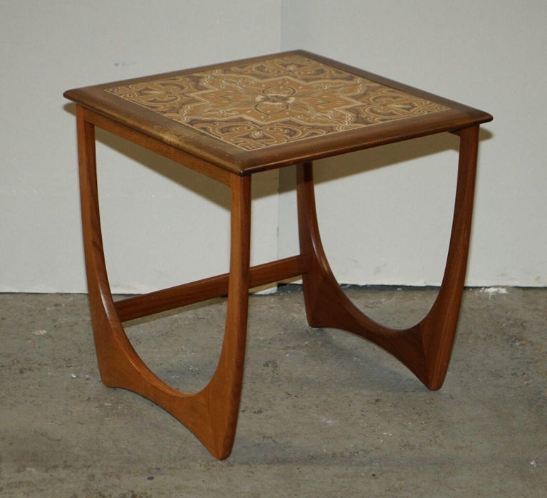 Mid-Century Modern G Plan Fresco Teak Tile Top Side End Nest of Tables ...