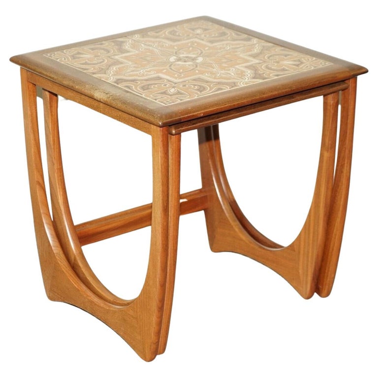 Mid-Century Modern G Plan Fresco Teak Tile Top Side End Nest of Tables ...