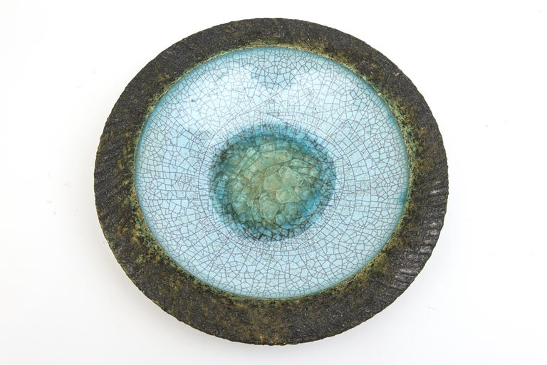 Mid-Century Modern Gambone Style Ceramic Crackled Glass Fritte ...