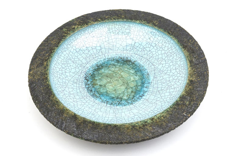 Mid-Century Modern Gambone Style Ceramic Crackled Glass Fritte ...