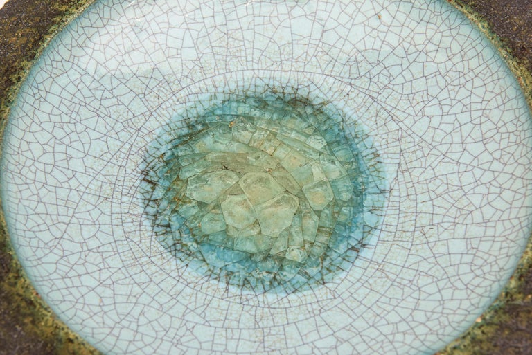 Mid-Century Modern Gambone Style Ceramic Crackled Glass Fritte ...