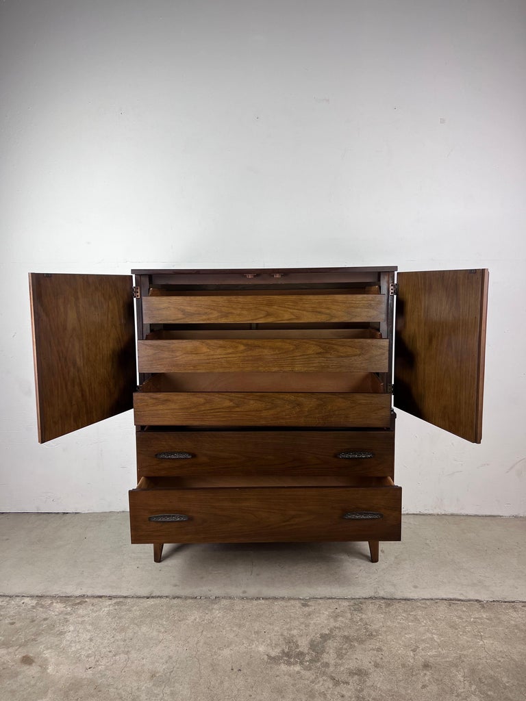 Mid-Century Modern Gentleman's Chest with Brass Accented Hardware For ...