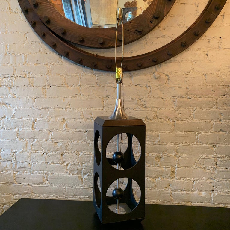 Mid-Century Modern Geometric Cut-Out Cube Table Lamp at 1stDibs
