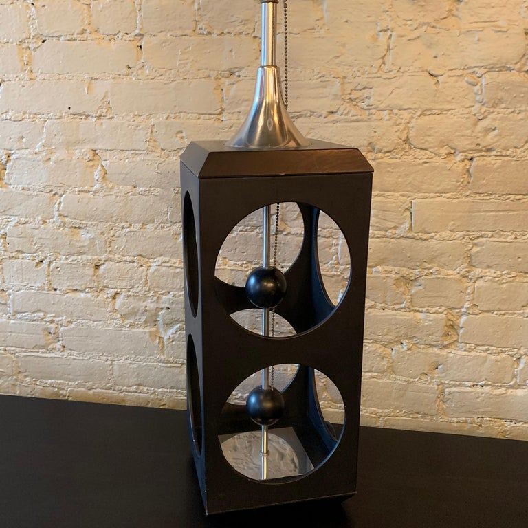 Mid-Century Modern Geometric Cut-Out Cube Table Lamp For Sale at 1stDibs
