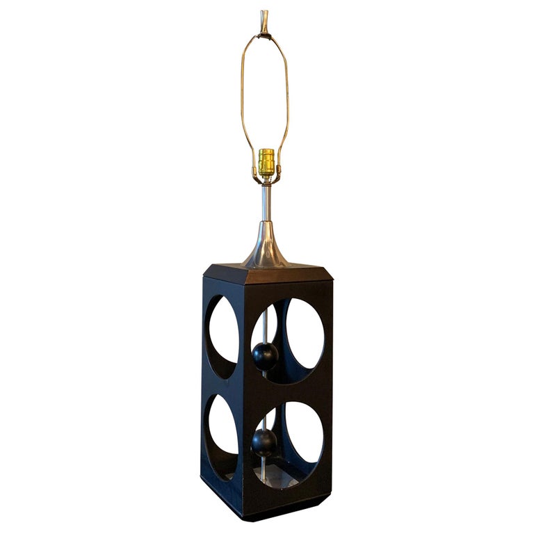 Mid-Century Modern Geometric Cut-Out Cube Table Lamp at 1stDibs