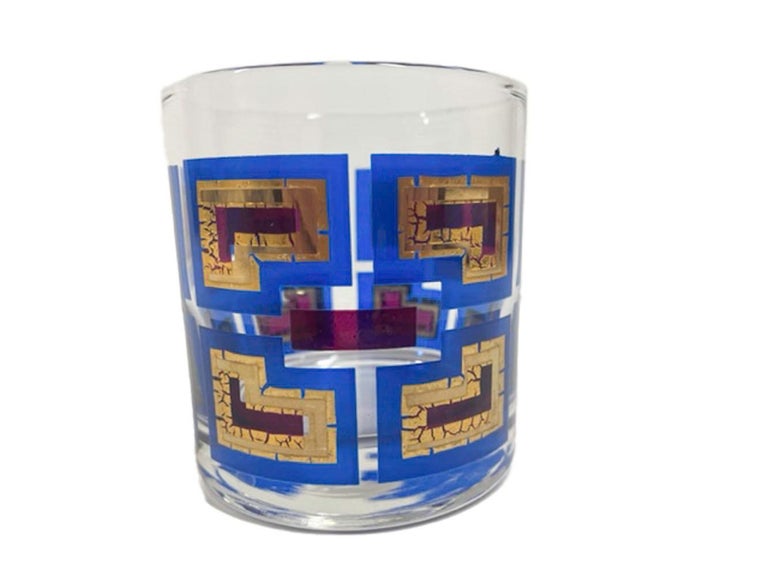 Mid-Century Modern Geometric Pattern Rocks Glasses, Marked "Berta" For ...