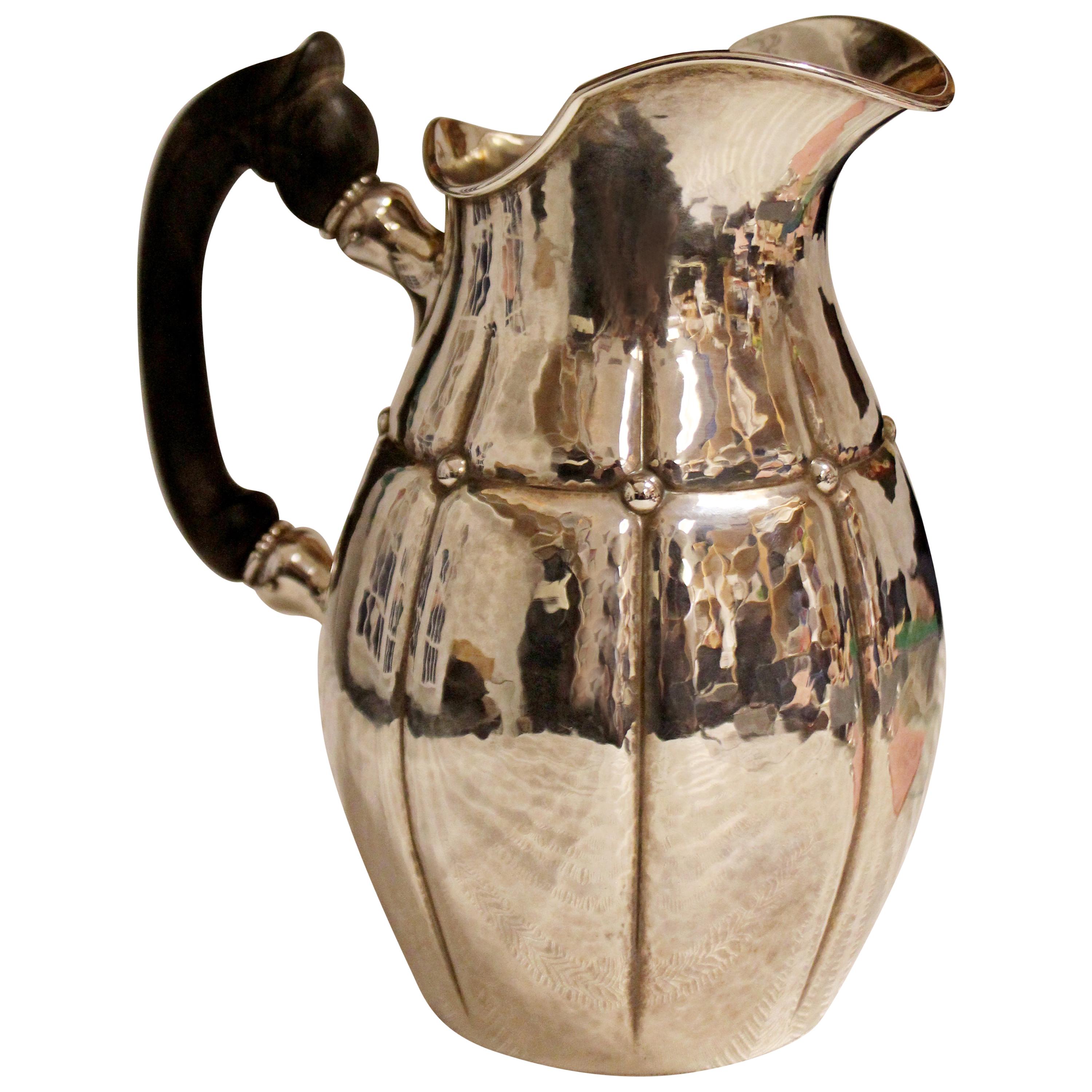 Mid Century Modern Carl Cohr Sterling Silver Pitcher Ebony Wood Jensen ...