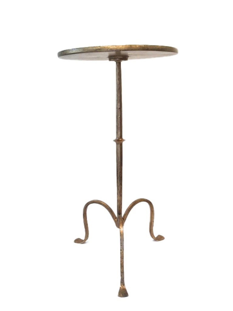 Mid-Century Modern Gilt Iron Drinks Table with Tri-Pod Base at 1stDibs