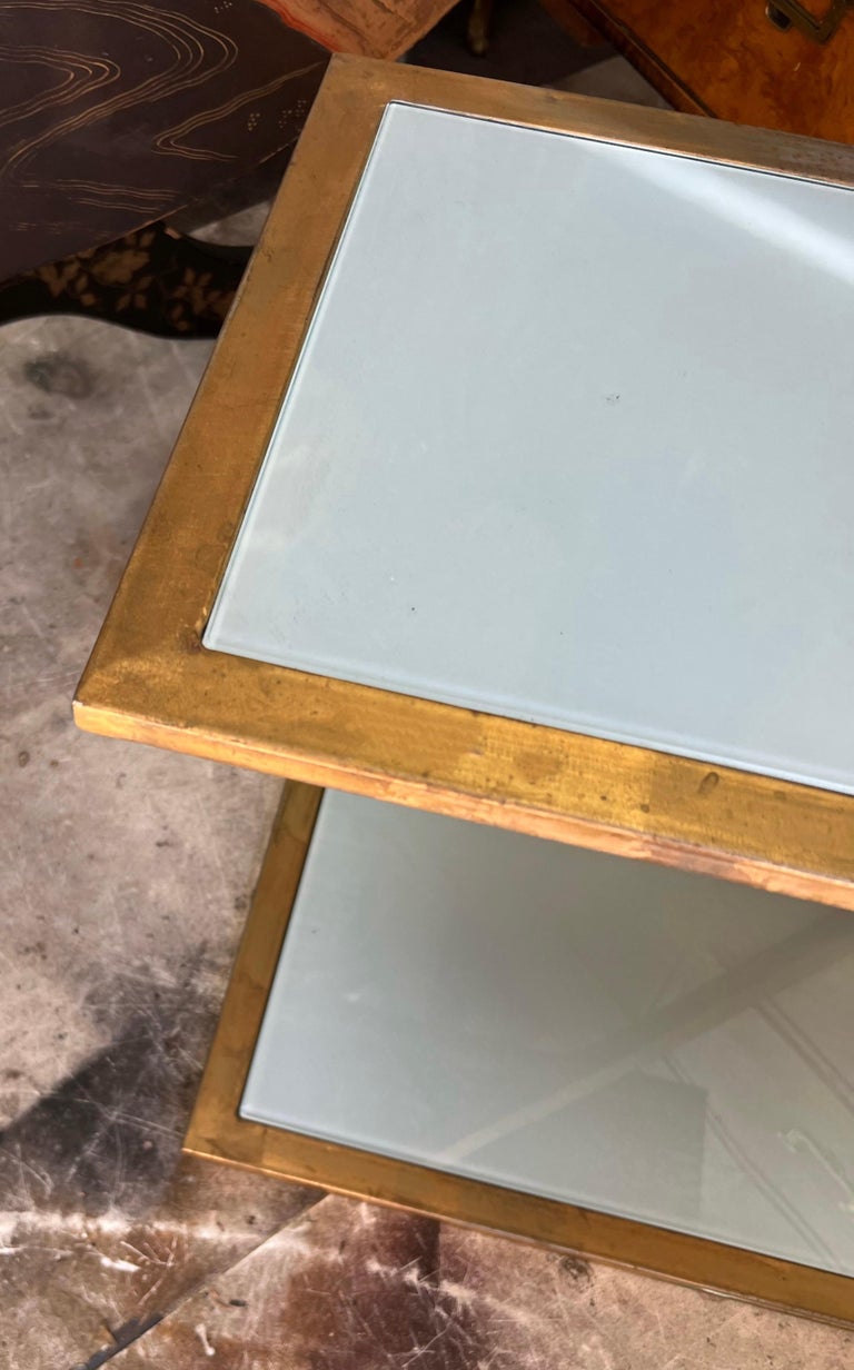 Mid-Century Modern Gilt Metal And Milk Glass Z Form Drinks Side Table ...