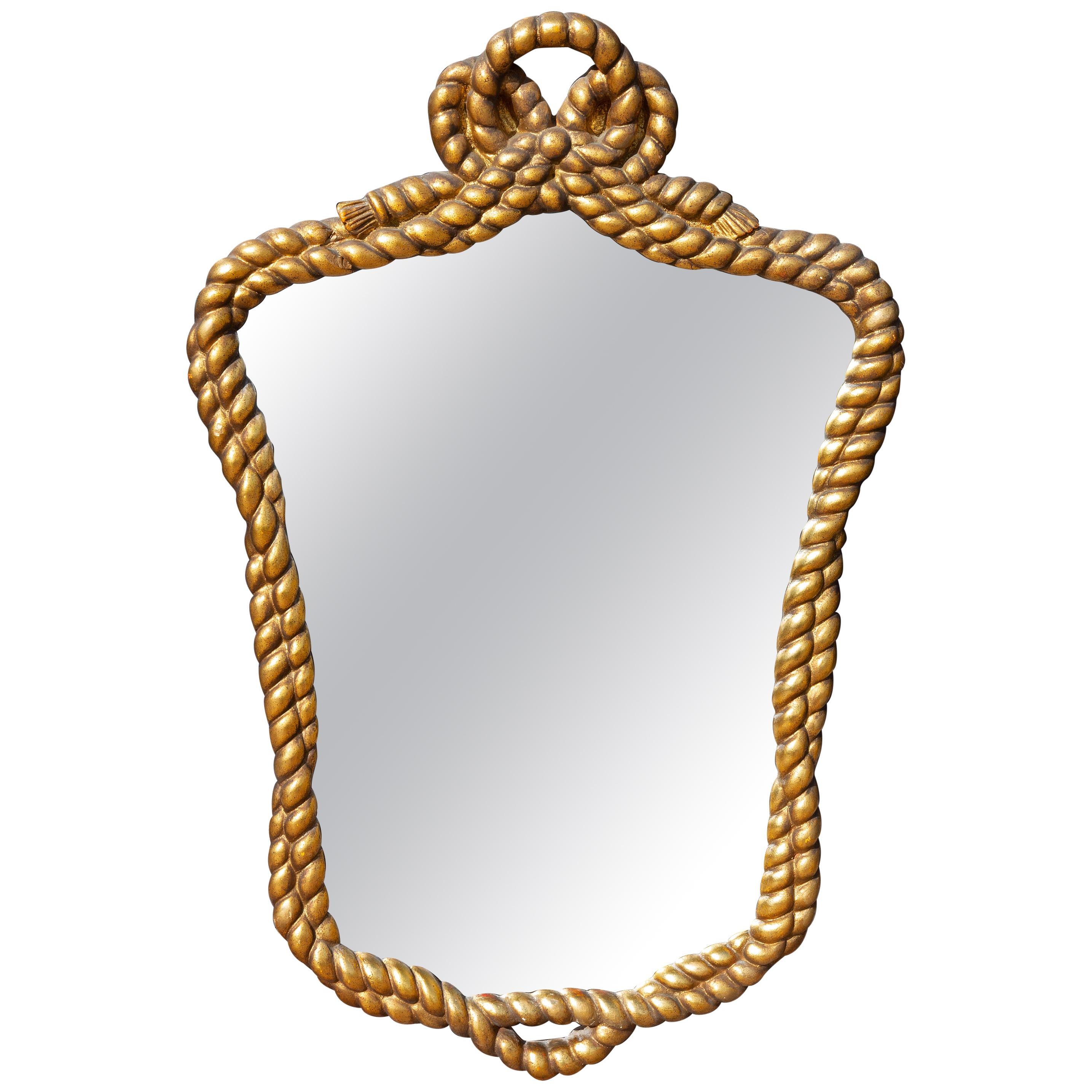 Mid-Century Modern Gilt Rope and Tassel Mirror at 1stDibs