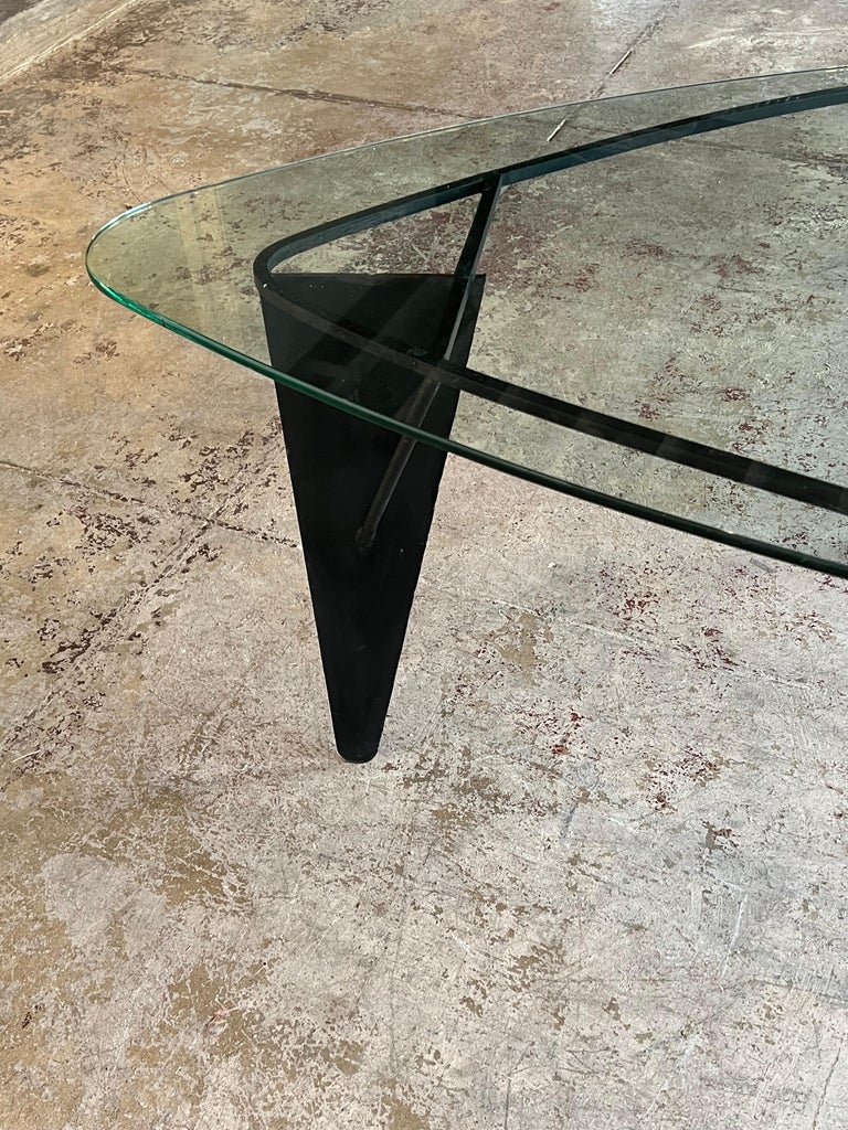 Mid-Century Modern Glass and Cast Iron Dining Room or Center Table For ...