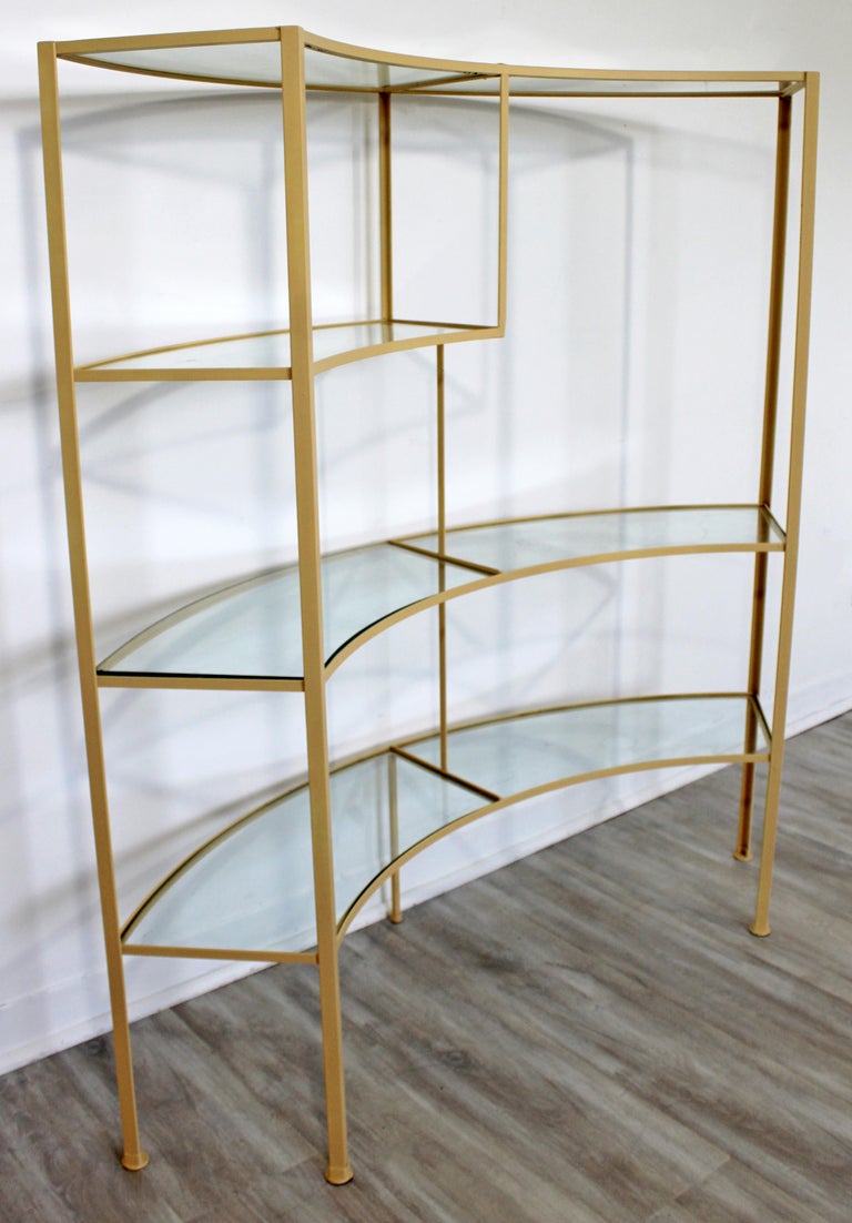 Mid-Century Modern Glass Curved Wrought Iron Shelving Unit Frederick ...