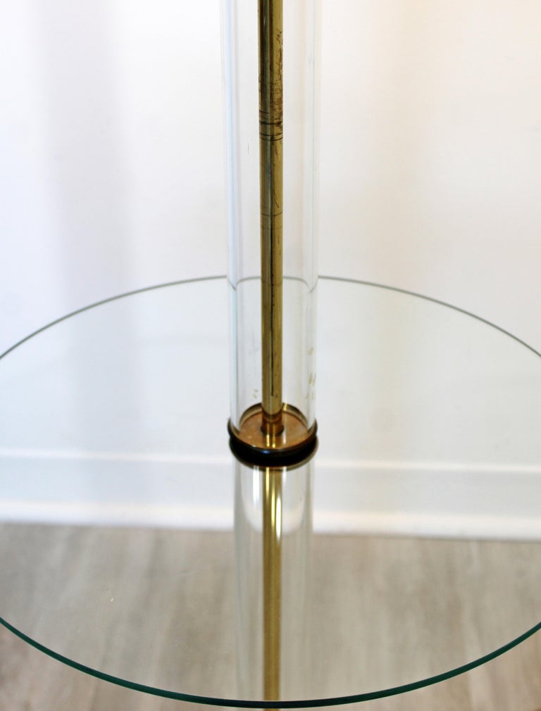 Mid-Century Modern Glass Encased Brass Floor Lamp Table Original Shade ...
