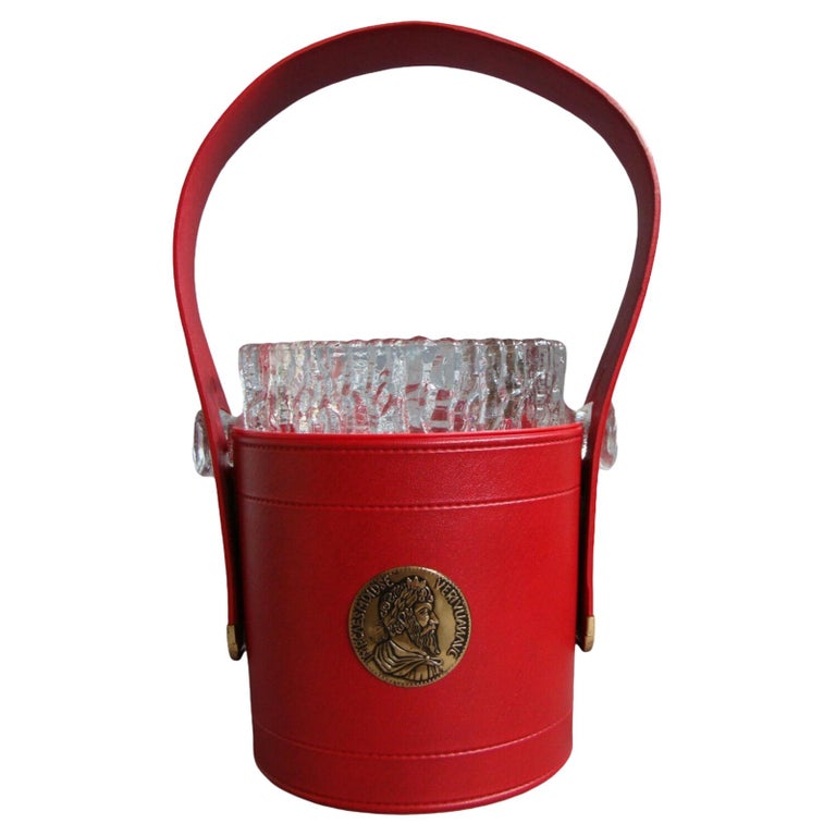 Mid-Century Modern Glass Ice Bucket with Leatherette Cover, Germany ...