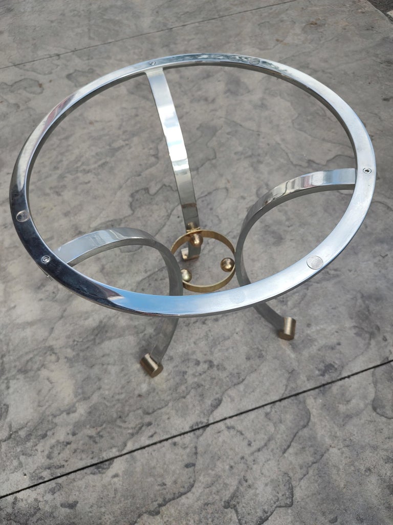 Mid-Century Modern Glass Top Side End Table Attributed to Maison Jansen ...