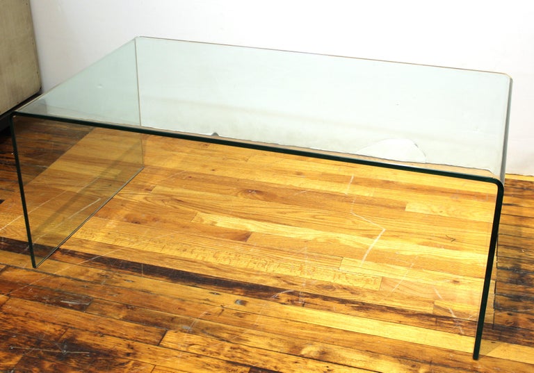 Mid-Century Modern Glass Waterfall Coffee Table at 1stDibs