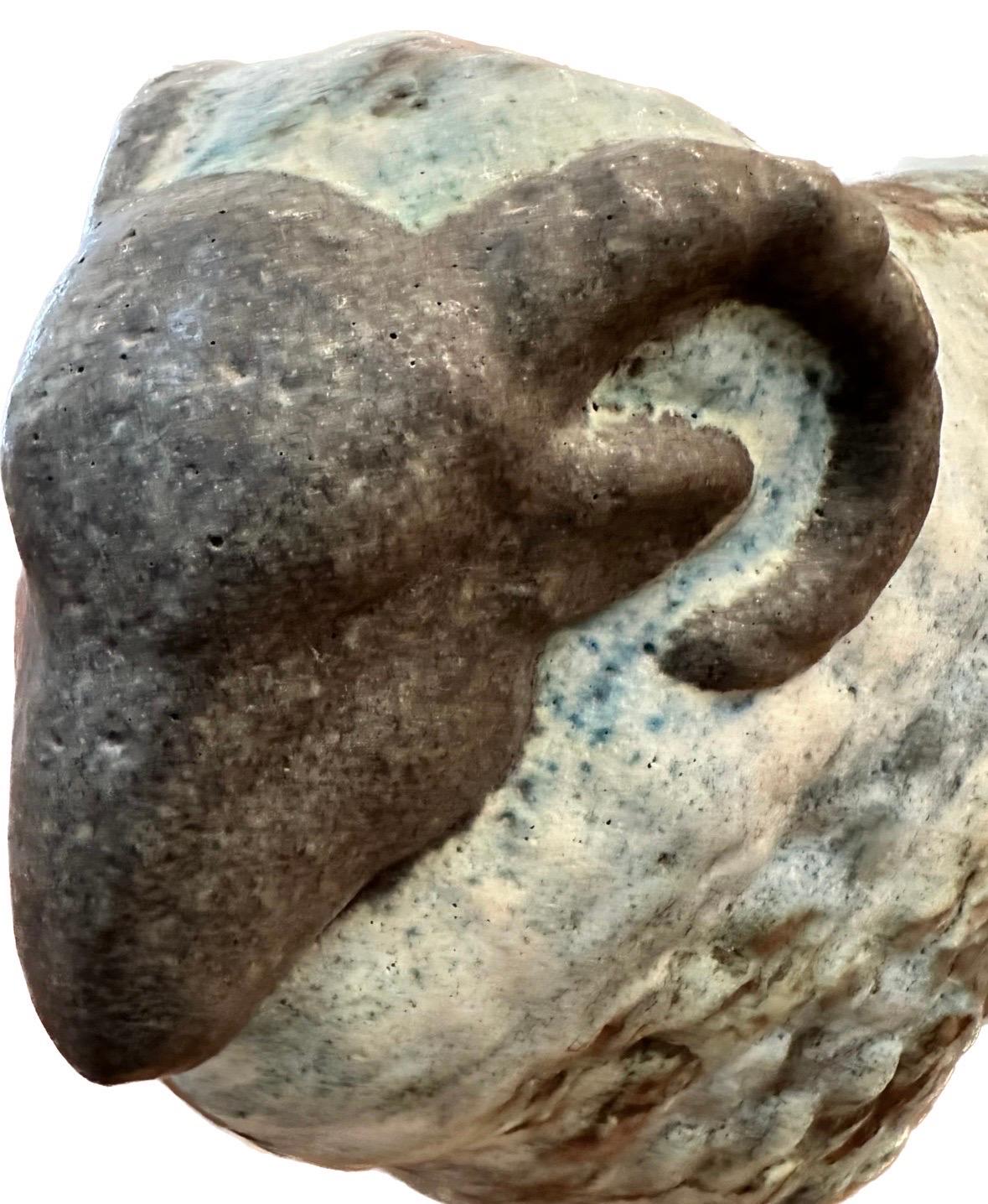 Mid-Century Modern Glazed Pottery Ram For Sale at 1stDibs
