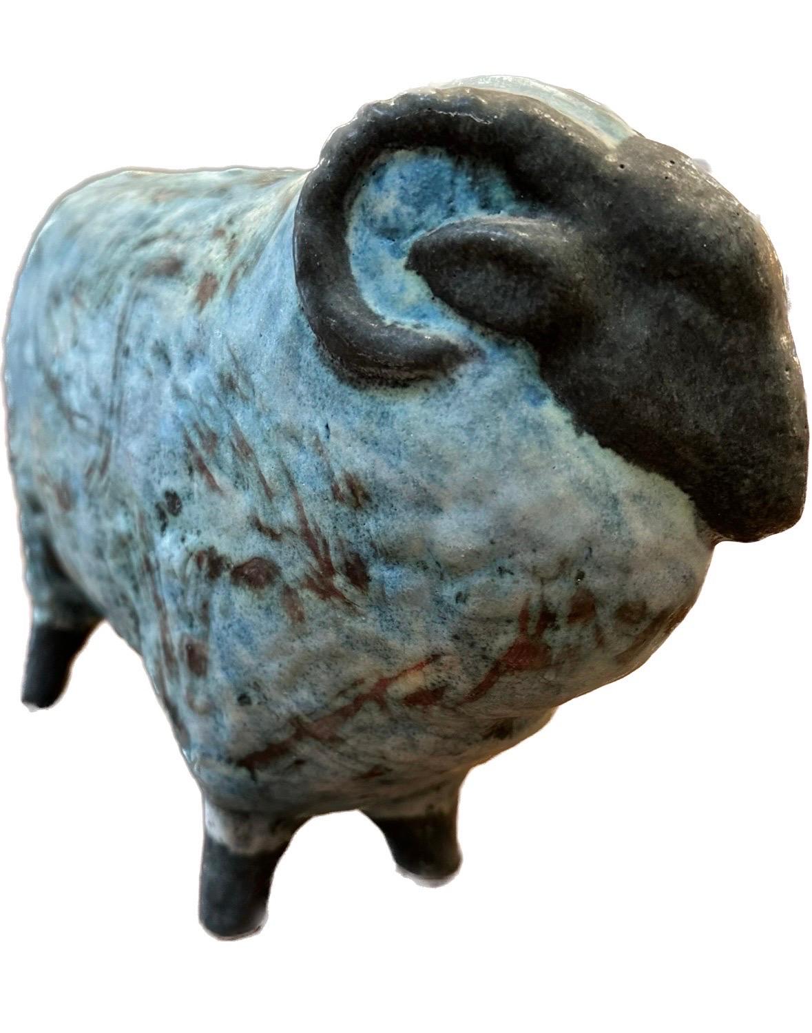 Mid-Century Modern Glazed Pottery Ram For Sale at 1stDibs