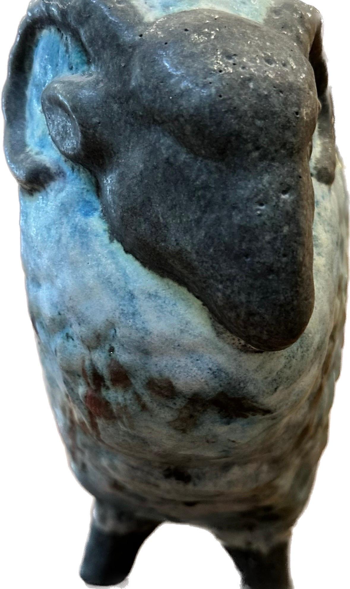 Mid-Century Modern Glazed Pottery Ram For Sale at 1stDibs