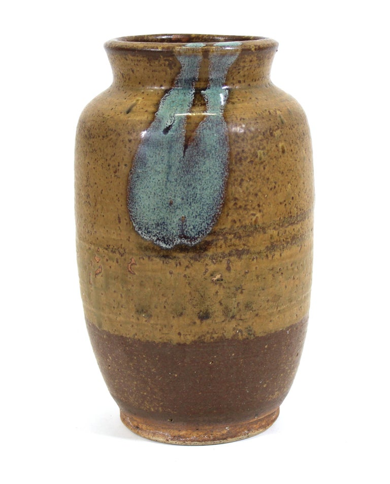 Mid-Century Modern Glazed Studio Pottery Vase For Sale at 1stDibs
