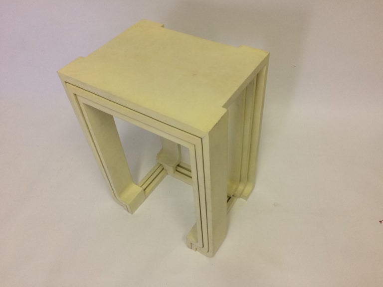 Mid-Century Modern Goat Skin Parchment Nesting Tables, in Stock For ...