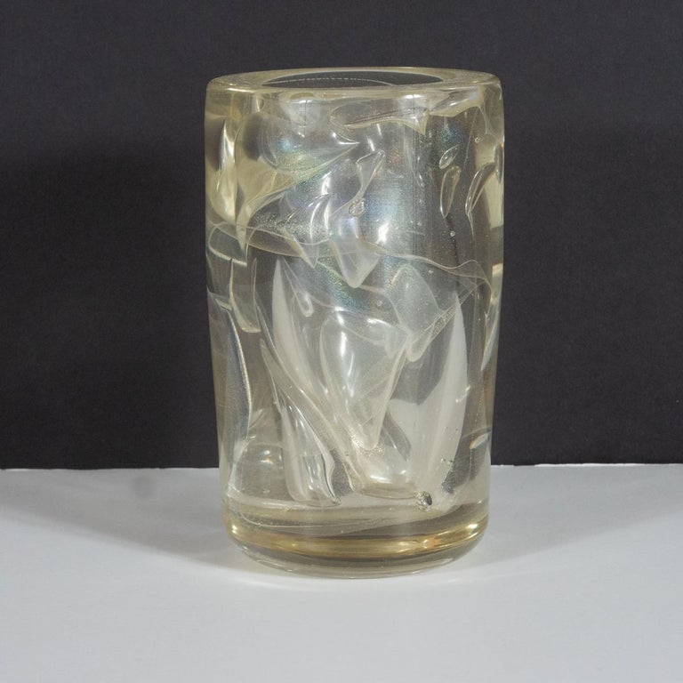 Mid-Century Modern Gold-Flecked Art Glass Vase For Sale at 1stDibs