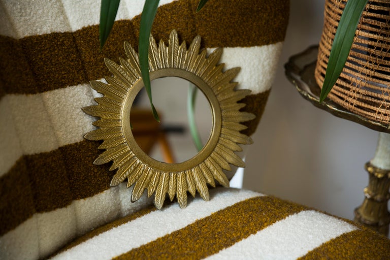 Mid-Century Modern Gold Italian Small Sunburst Mirror, Italy, 1960s For ...