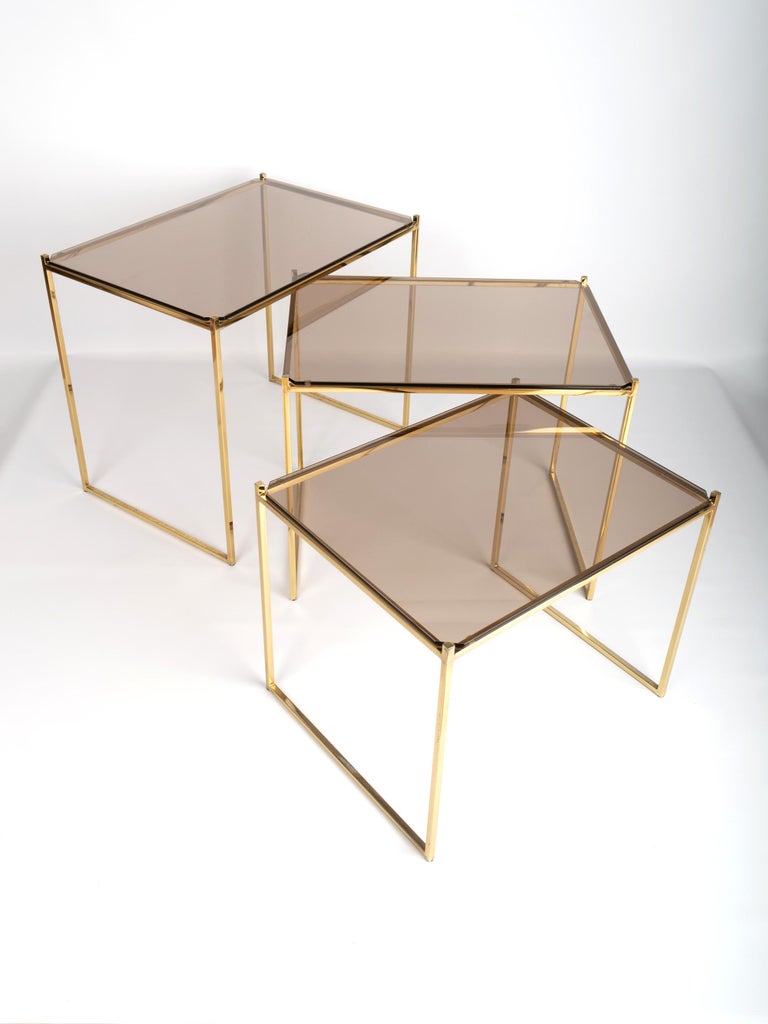 Mid-Century Modern Gold-Plated Nesting Side Tables For Sale at 1stDibs