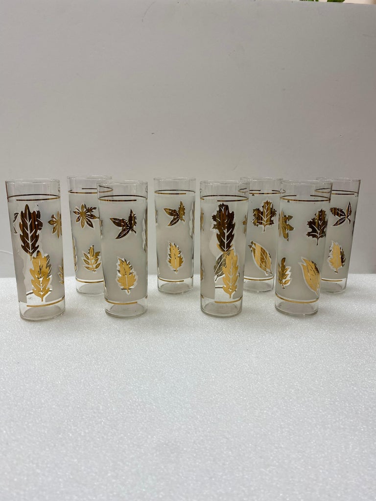 Mid-Century Modern Golden Foliage 22k Gold Libbey Highball Glass Set at ...