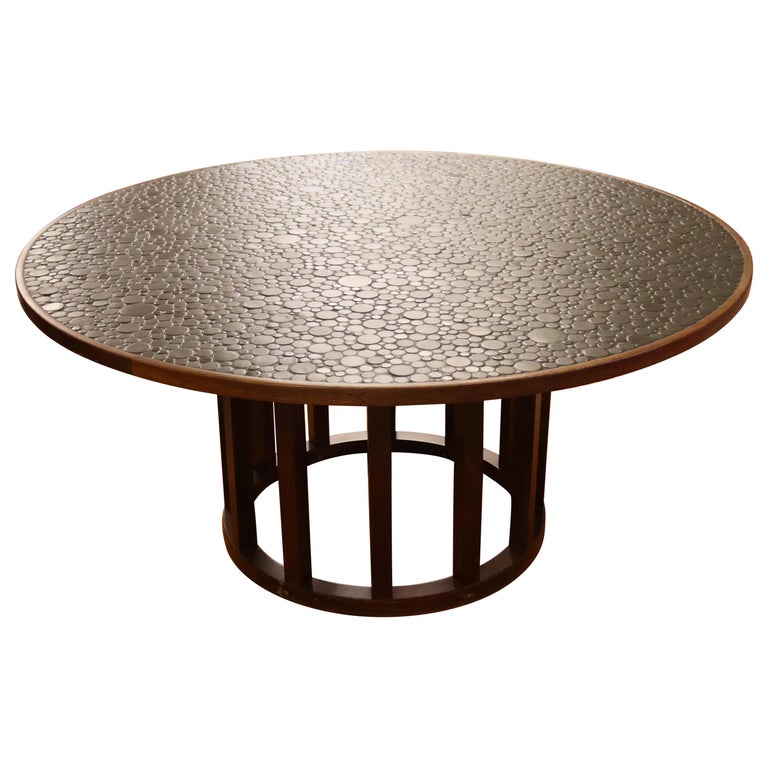 Mid-Century Modern Gordon Martz Massive Tile Topped Round Dining Table ...