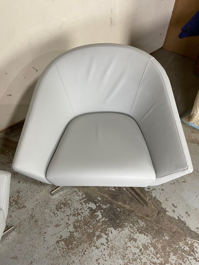 Gray Leather Lounge Chairs by Jeffrey Bernett for Bernhardt For Sale at ...