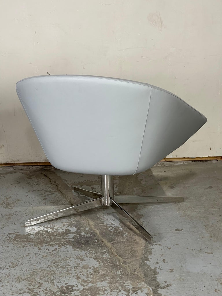 Gray Leather Lounge Chairs by Jeffrey Bernett for Bernhardt For Sale at ...