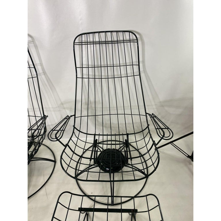 Mid-Century Modern Green Cast Iron Homecrest Wire Lounge Chairs and ...
