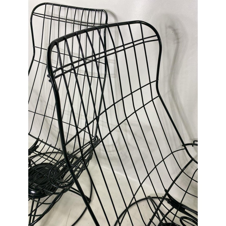 Mid-Century Modern Green Cast Iron Homecrest Wire Lounge Chairs and ...