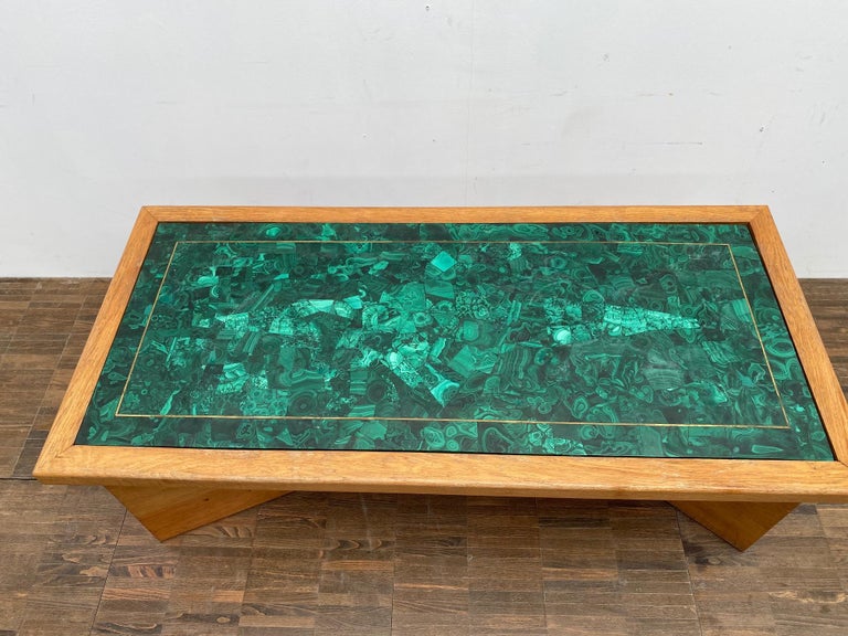 Table basse verte moderne du milieu du siècle dernier, en malachite et ...