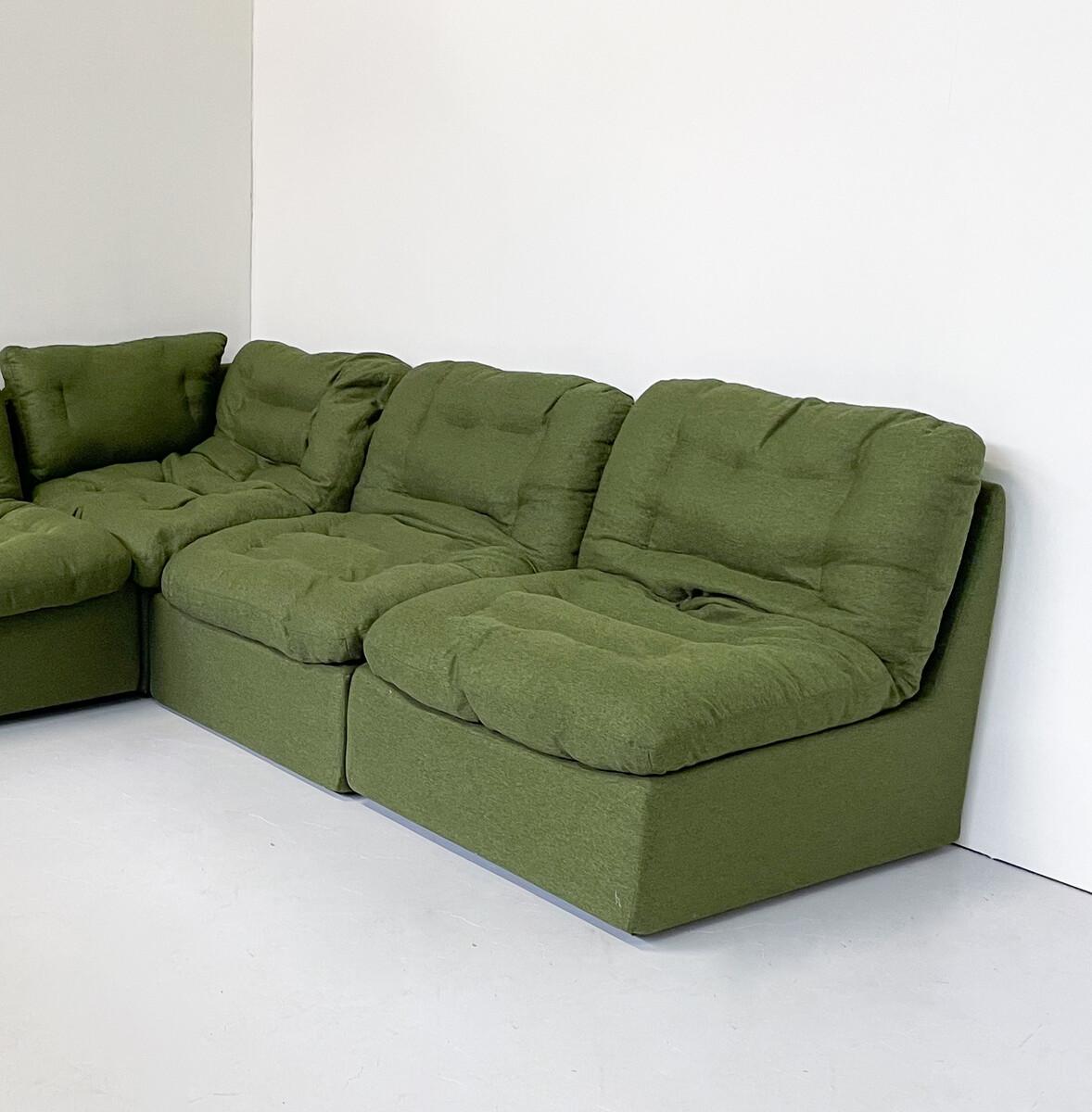 Mid-Century Modern Green Modular Sofa, Italy, 1970s - new Upholstery ...