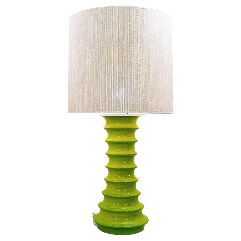 Mid-Century Modern Green Table Lamp, Ceramic, 1970s For Sale at 1stDibs