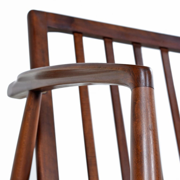 Mid-Century Modern Grete Jalk Style Three-Seat Walnut Frame Sofa Couch ...