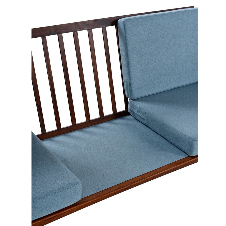 Mid-Century Modern Grete Jalk Style Three-Seat Walnut Frame Sofa Couch ...