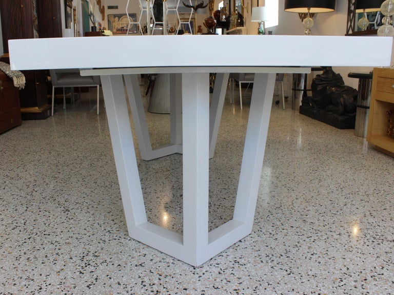 Mid Century Modern Grey Lacquered Dining Table For Sale at 1stDibs