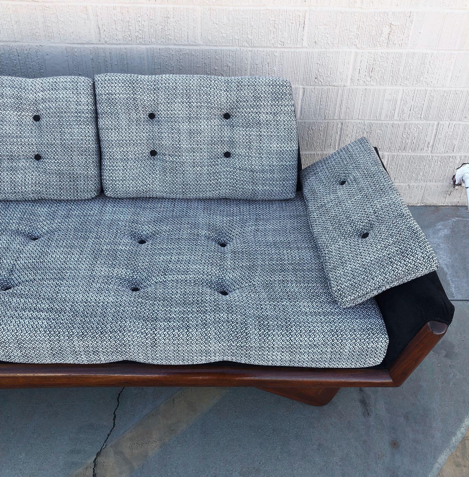 Mid Century Modern Grey Tweed and Walnut Pearsall Gondola Sofa For Sale ...