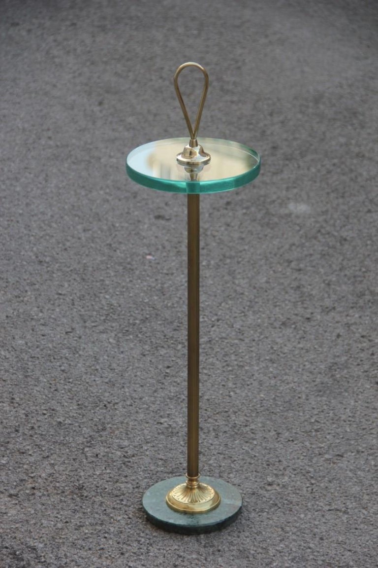 Mid-Century Modern Guéridon Brass Green Marble and Glass Italian Design ...