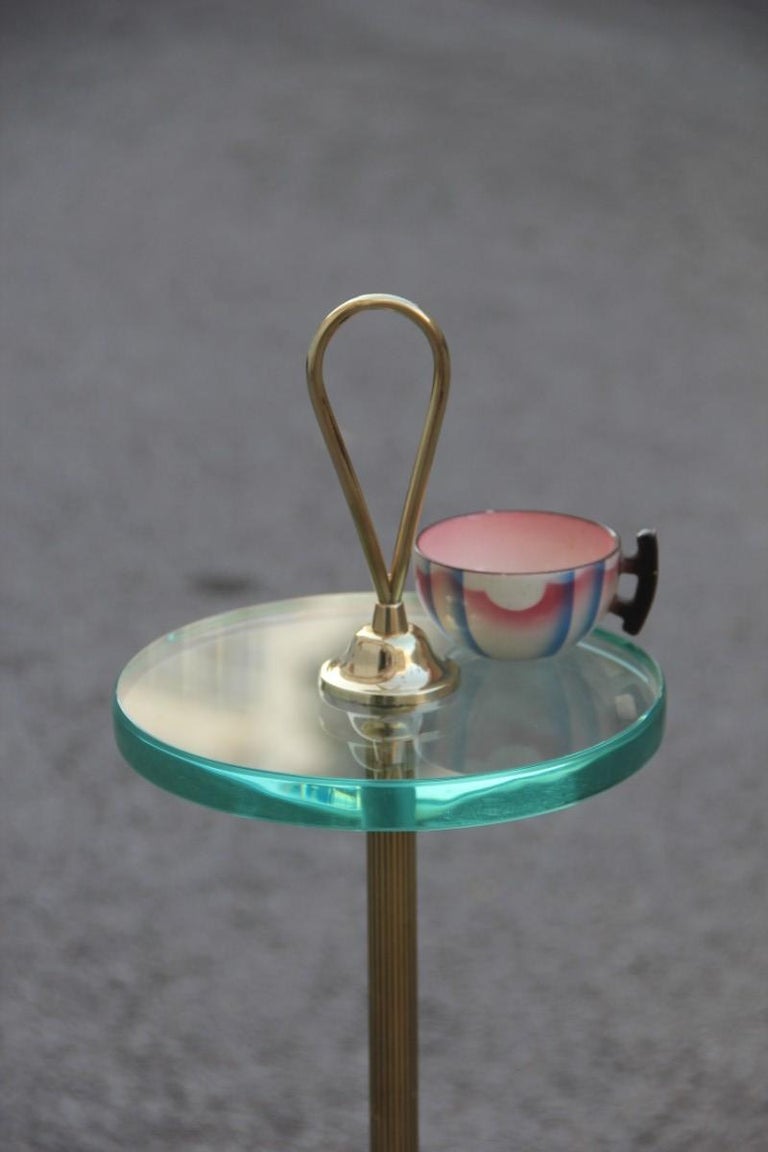 Mid-Century Modern Guéridon Brass Green Marble and Glass Italian Design ...