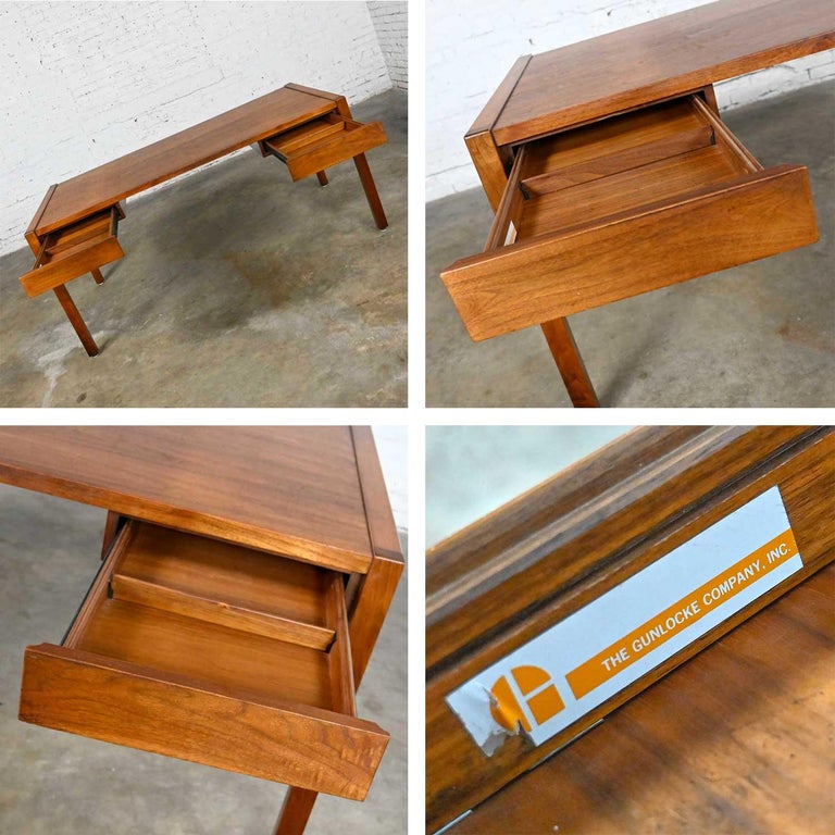 Mid-Century Modern Gunlocke Executive Walnut Desk Modified Parsons ...