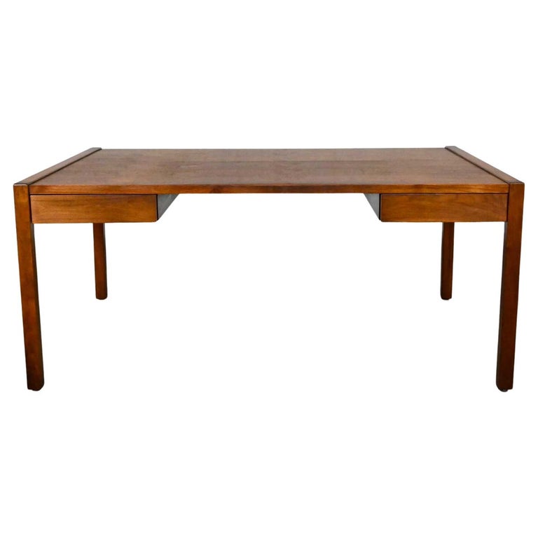 Mid-Century Modern Gunlocke Executive Walnut Desk Modified Parsons ...