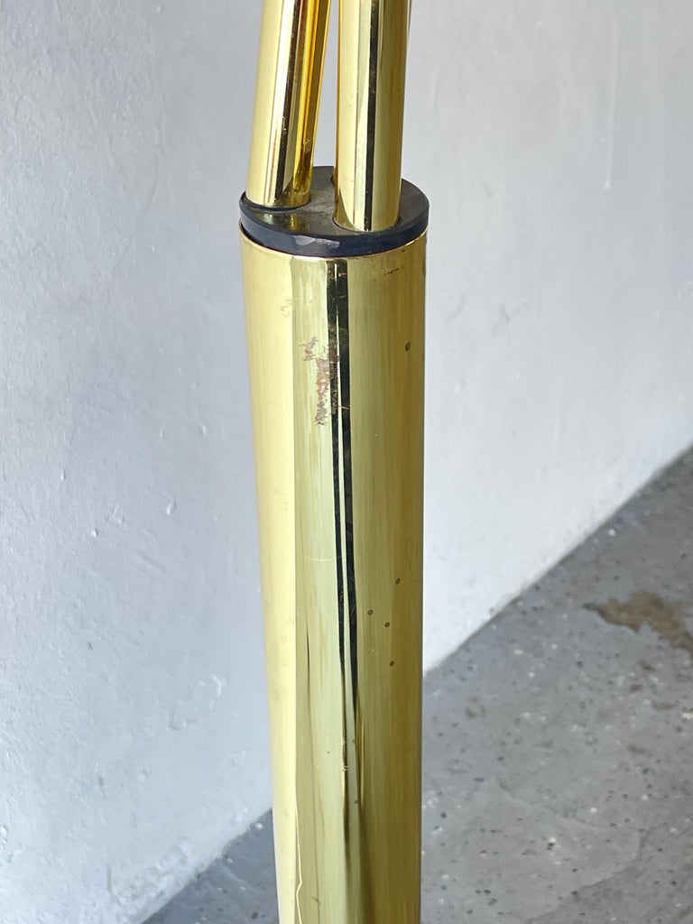 Mid-Century Modern Guzzini 3 Arm Arc Brass Floor Lamp Marble Base For ...